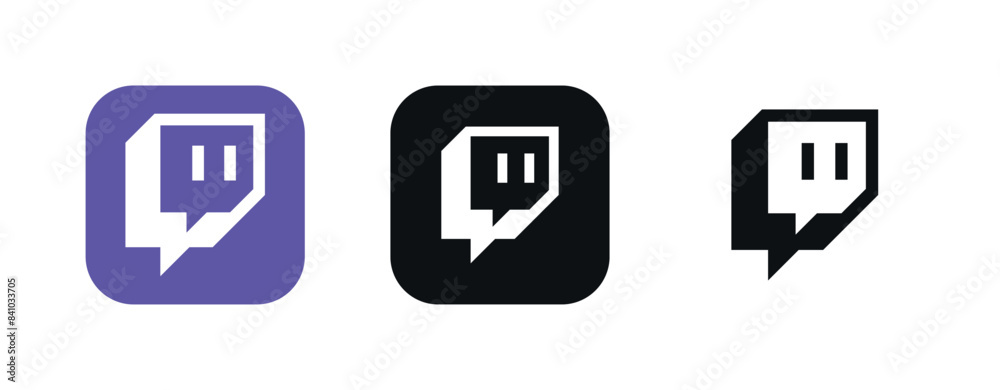 Twitch icon collection. Twitch logo set in different shape on ...