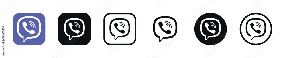 Viber icon collection. Viber logo set in different shape on transparent ...