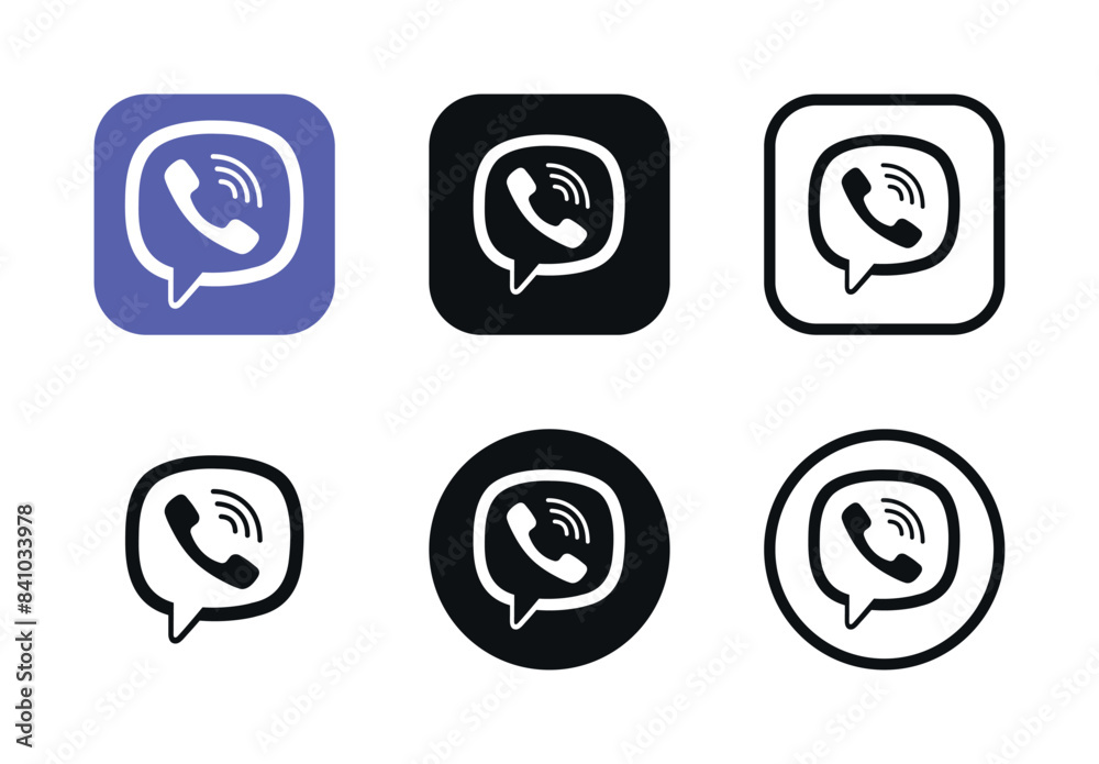 Viber icon collection. Viber logo set in different shape on transparent ...