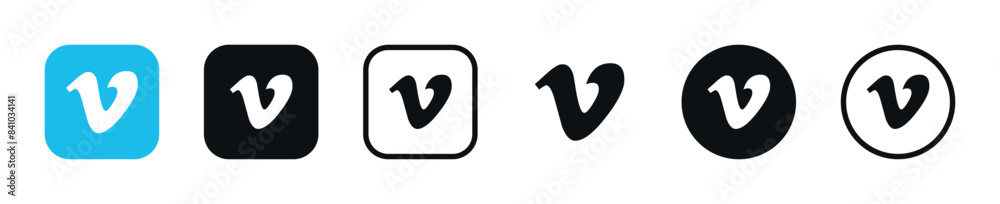 Vimeo icon collection. Vimeo logo set in different shape on transparent ...