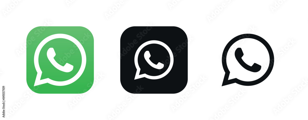 WhatsApp icon collection. WhatsApp logo set in different shape on ...