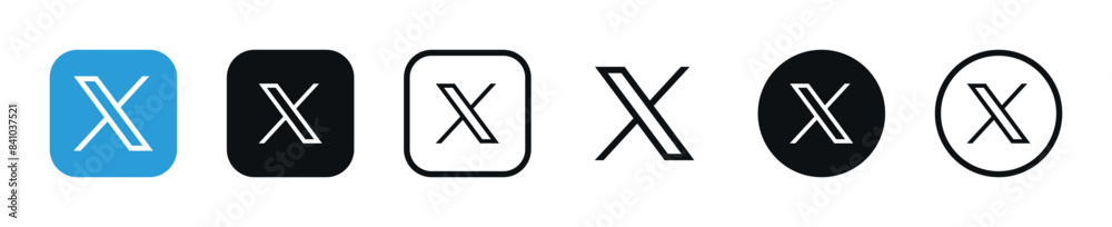 X icon collection. X logo set in different shape on transparent ...