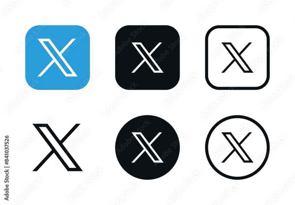 X icon collection. X logo set in different shape on transparent ...