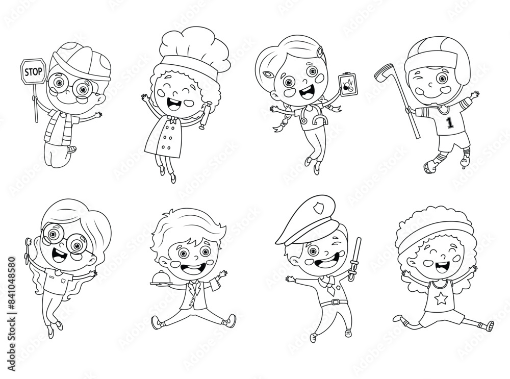 Character outline clipart in different job uniforms Stock Vector ...
