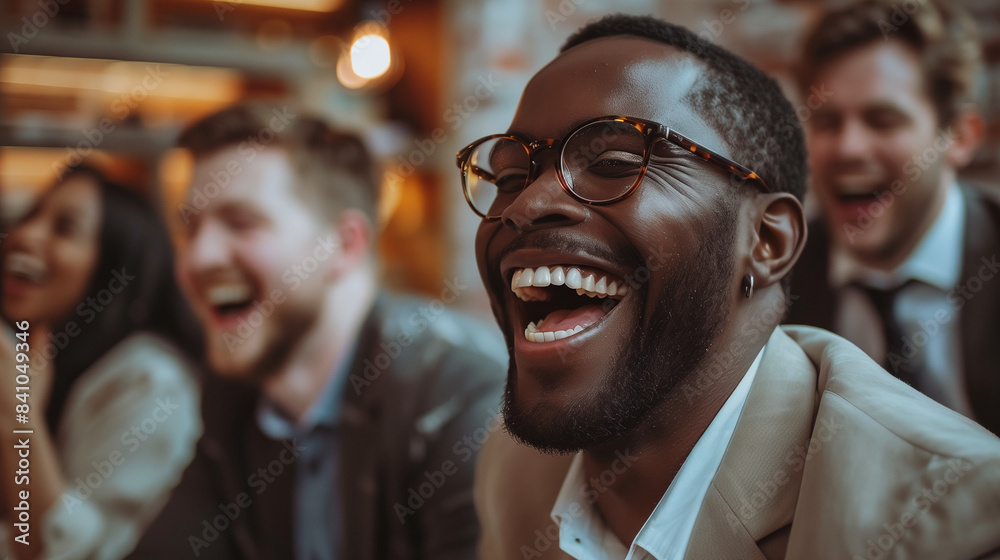 diverse professional business people having a good time at office ...