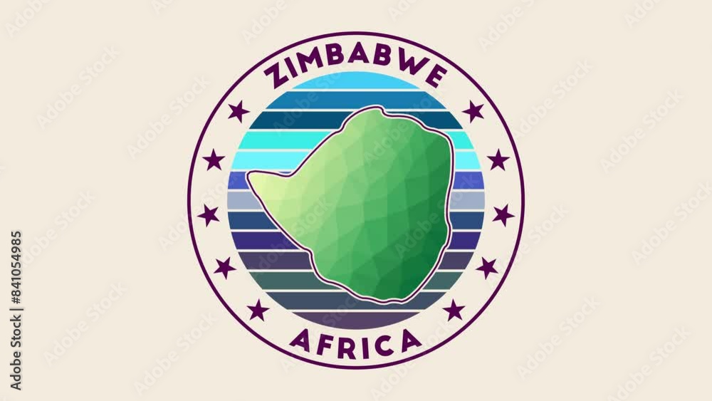 Zimbabwe intro video. Badge with the circular name and map of the ...