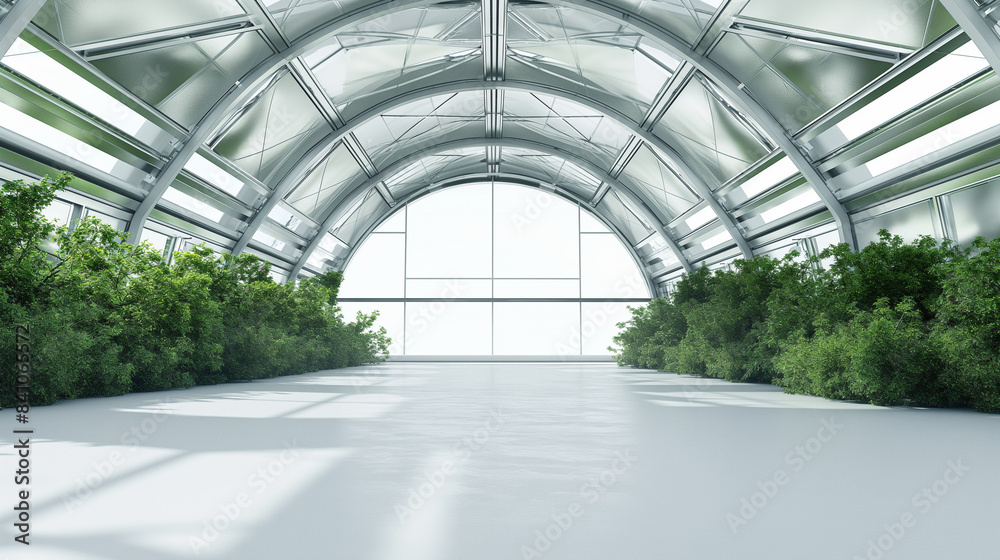 High-Tech Greenhouse Background for Eco-Friendly Product Display Podium ...