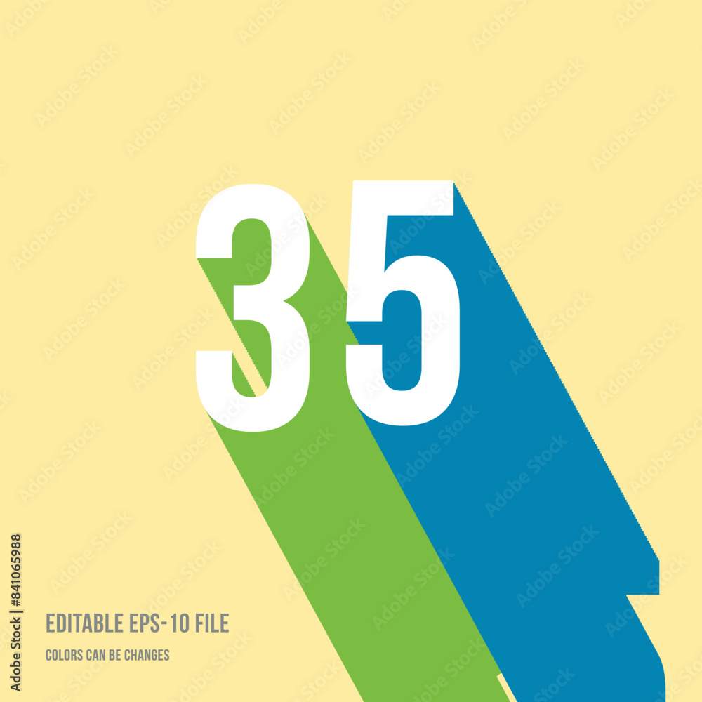 3d shadow digit, number or digit 35, Isometric font display typeface ...