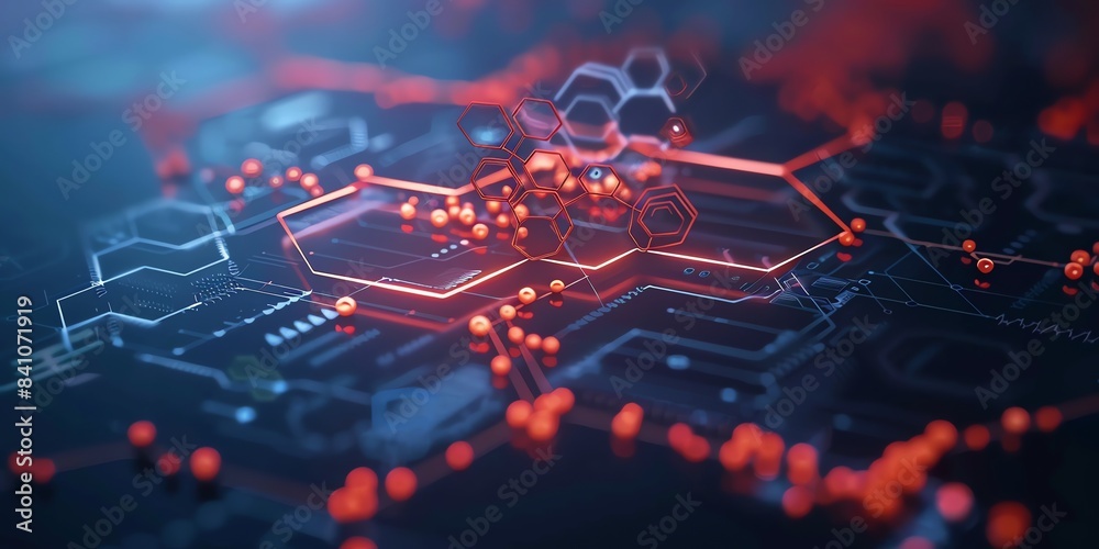 isolated hexagon hollogram platform, chemistry, UI, high tech,aspect ...