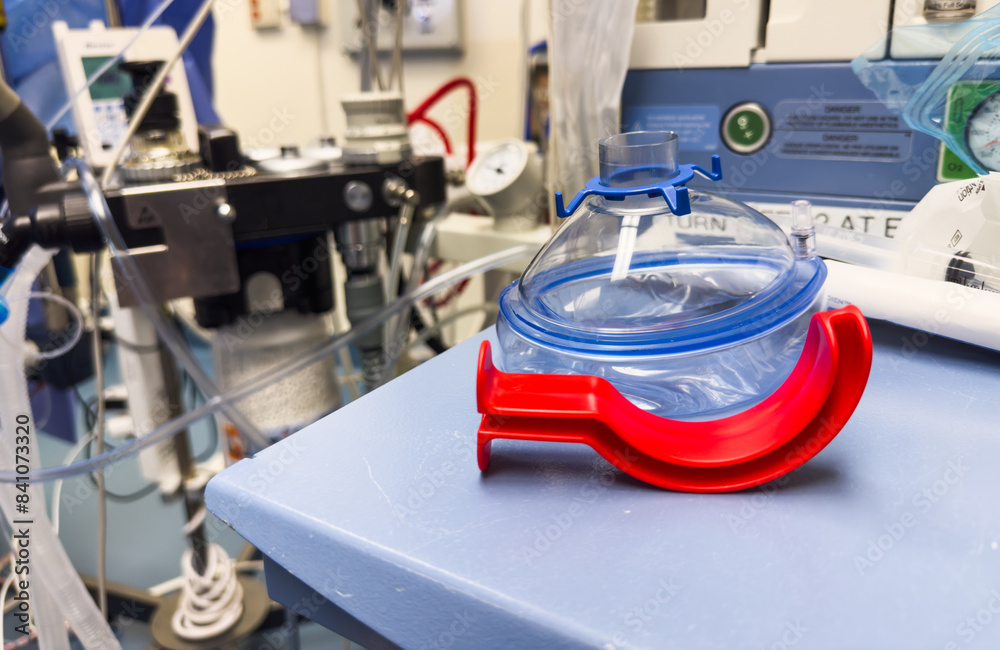 hospital airway equipment including a laryngoscope, airway mask, and ...