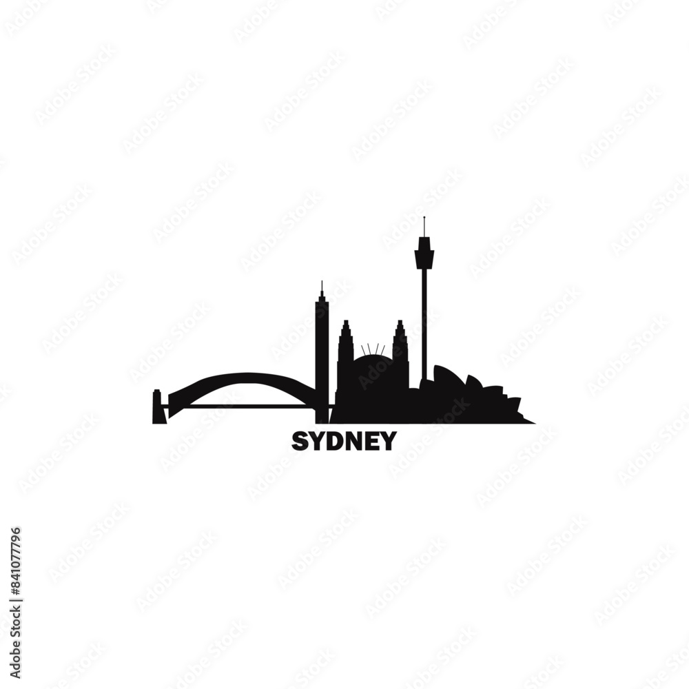 Sydney skyline, downtown panorama logo, logotype. Australia megapolis ...