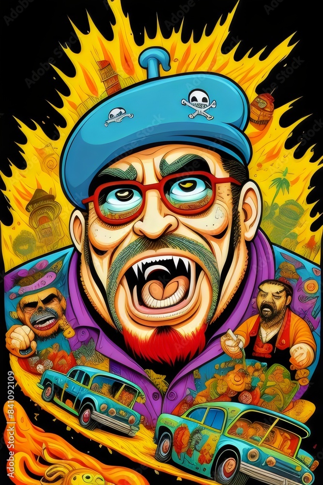 a detailed cartoon illustration of a member of the mafia, mob, man ...