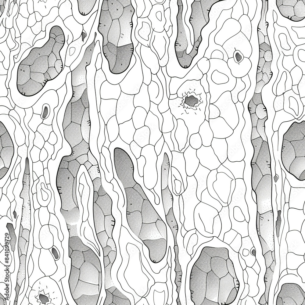 Detailed line drawing of a termite mound, with its intricate network of ...