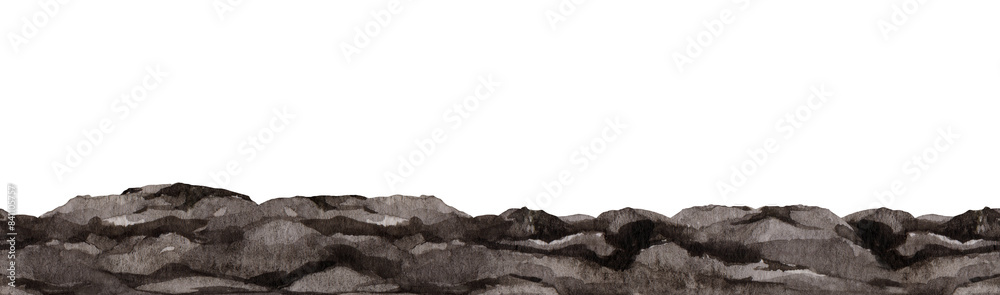 Soil pile seamless border. Watercolor painted illustration. Organic ...