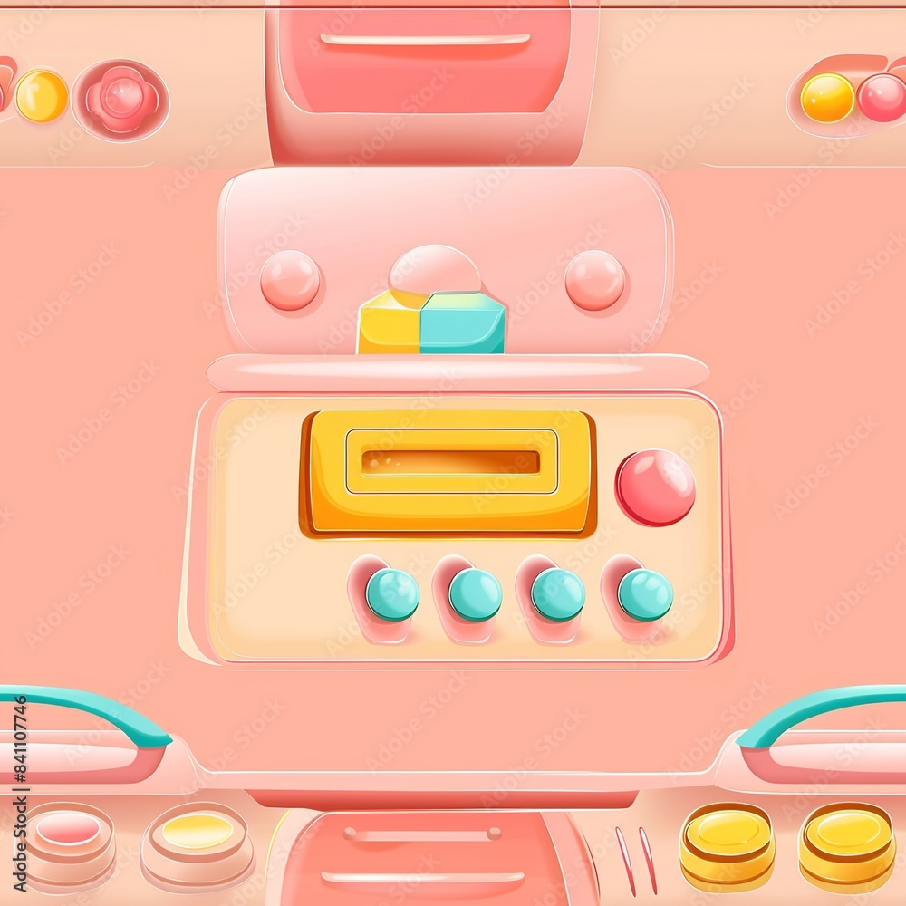 A cute illustration of a toy cash register, with buttons and a drawer ...
