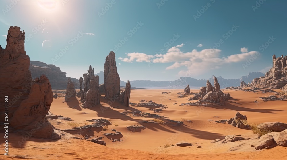 Science Fiction Desert Landscape, Fantasy Mountain Wilderness, Alien ...