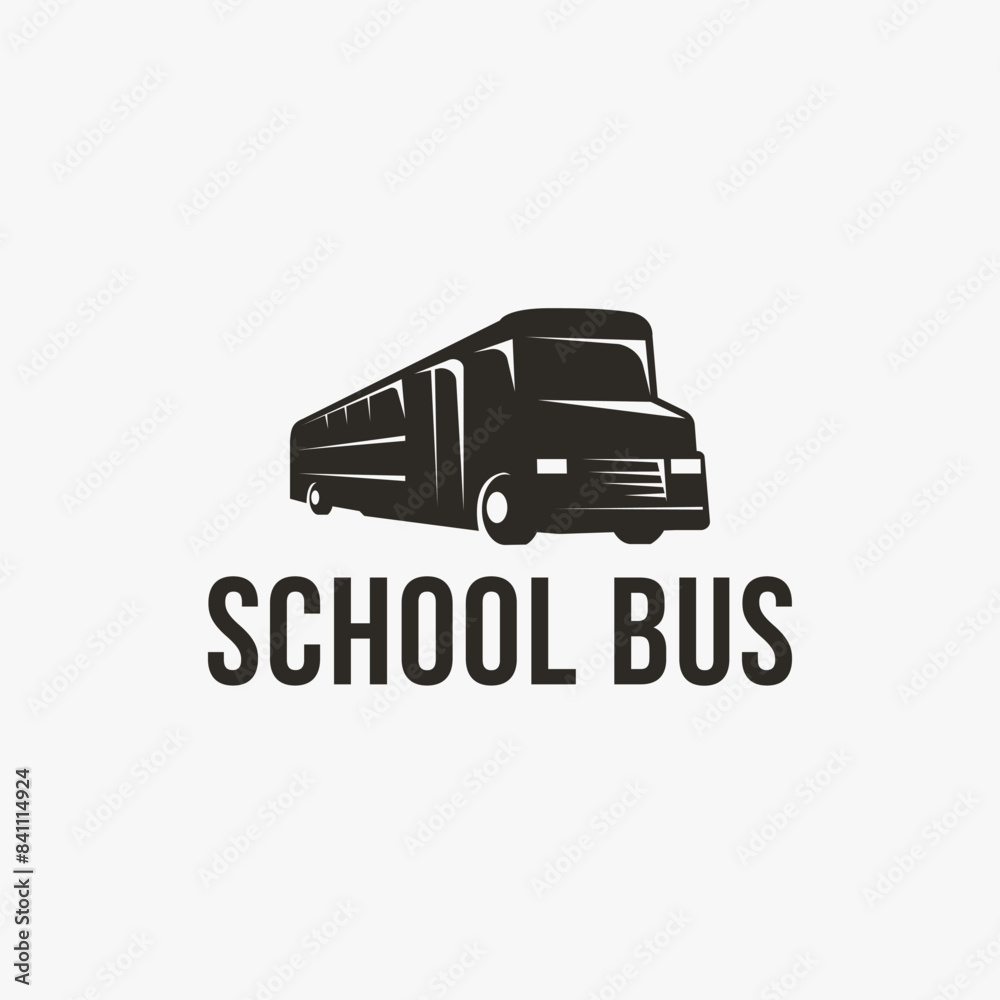 Simple silhouette school bus logo vector on white background Stock ...