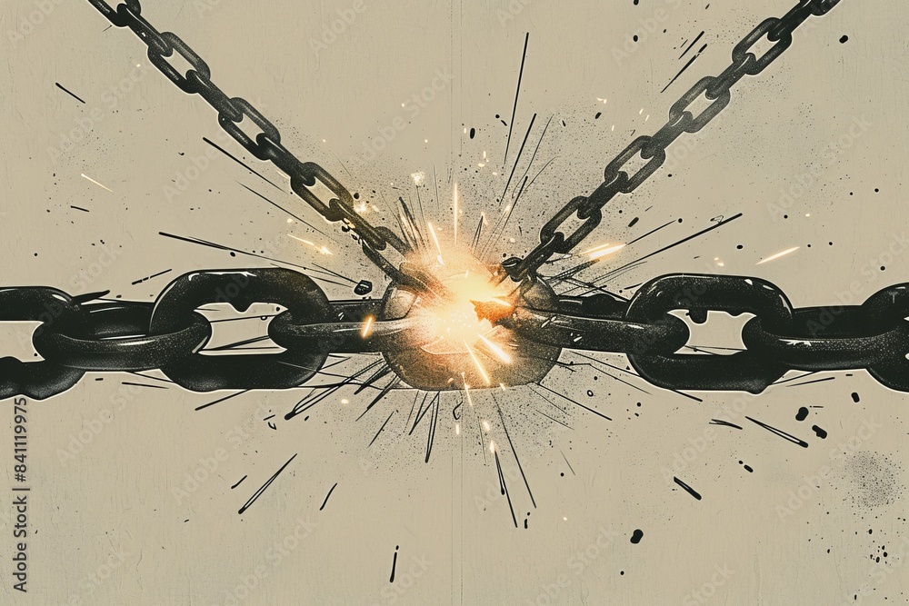 Dynamic illustration of a chain explosion with sparks, conceptualizing ...