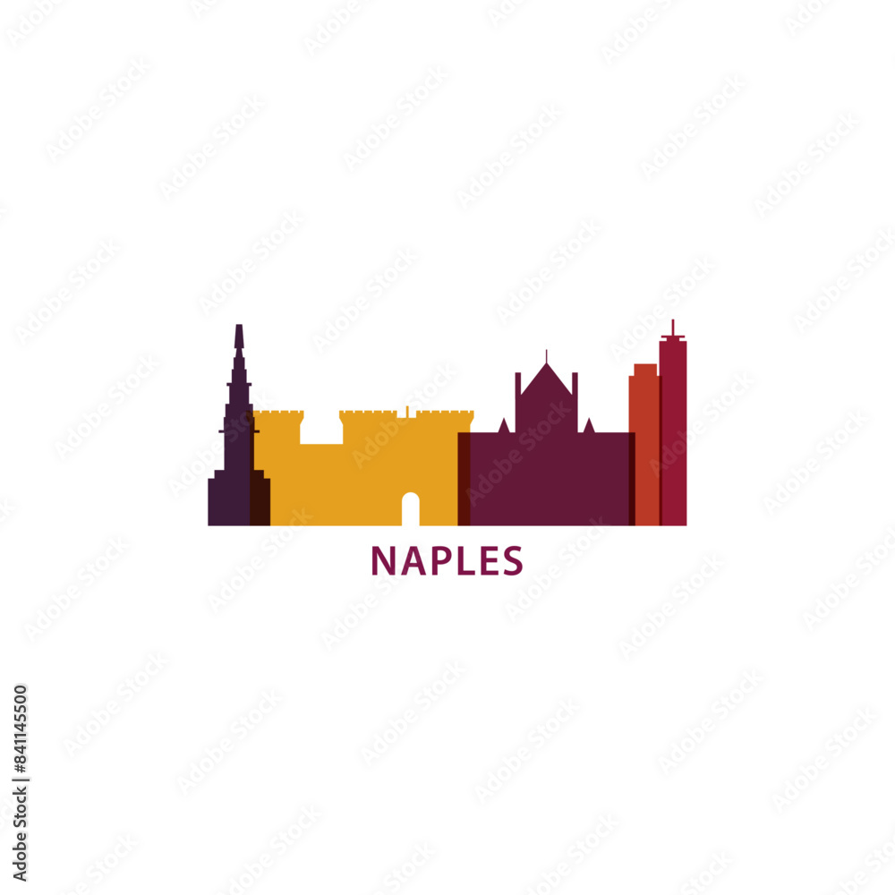 Naples skyline, downtown panorama logo, logotype. Italy city badge ...