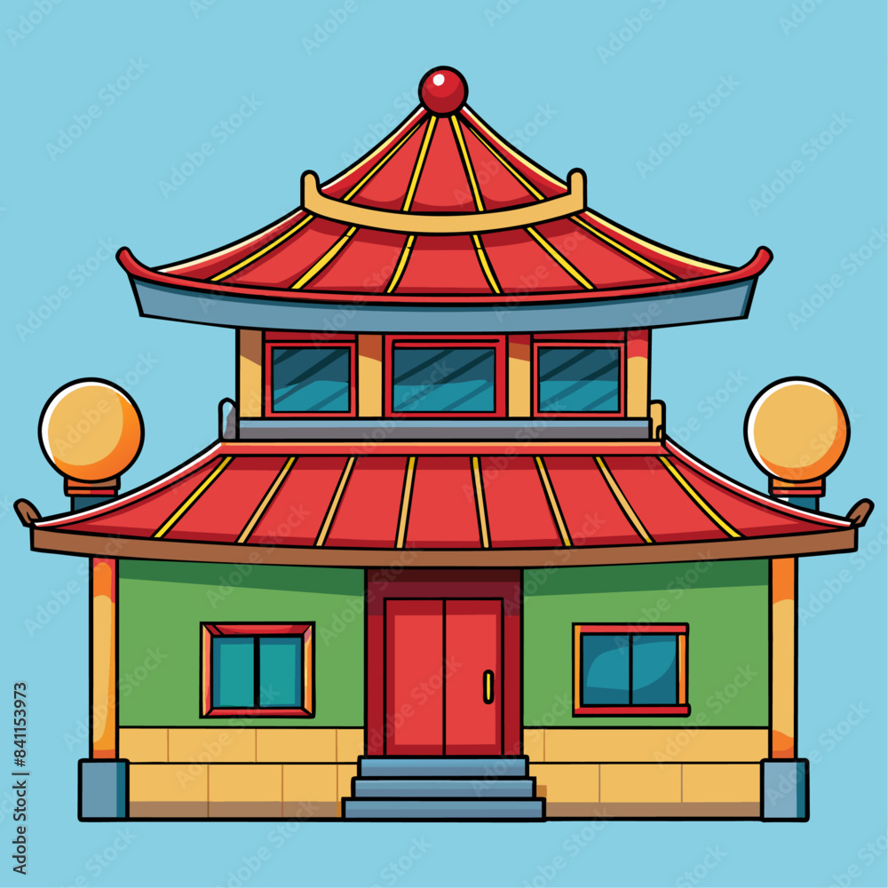 Chinese House cartoon vector clipart Illustration Stock Vector | Adobe ...