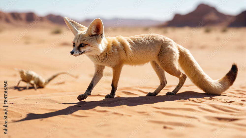 Sand Survivors: A Fennec Fox and a Scorpion Navigating the Arid Terrain ...