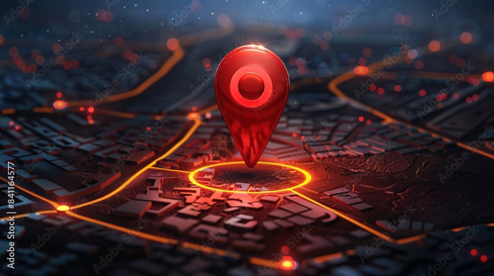 An animated game sprite of a 3D pin that rotates to indicate a location ...