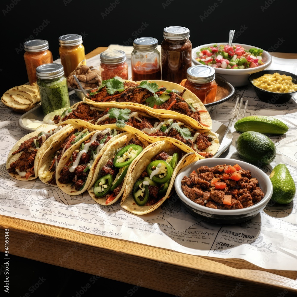 in the Mexican restaurant, a cooking Mexican food,,flat illustration ...