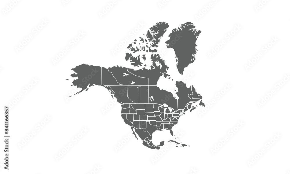 North america isolated on white background. for website layouts ...