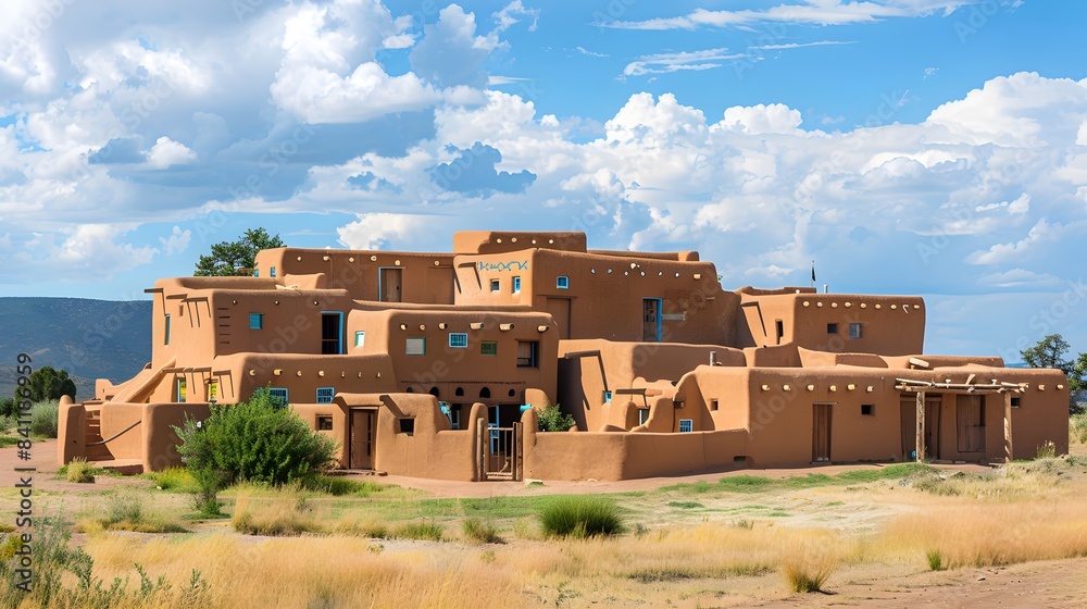 Pueblo-style adobe house, reflecting the traditional architecture of ...