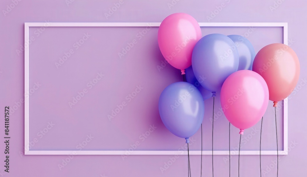 Happy birthday greeting card with simple frame with realistic air filed ...