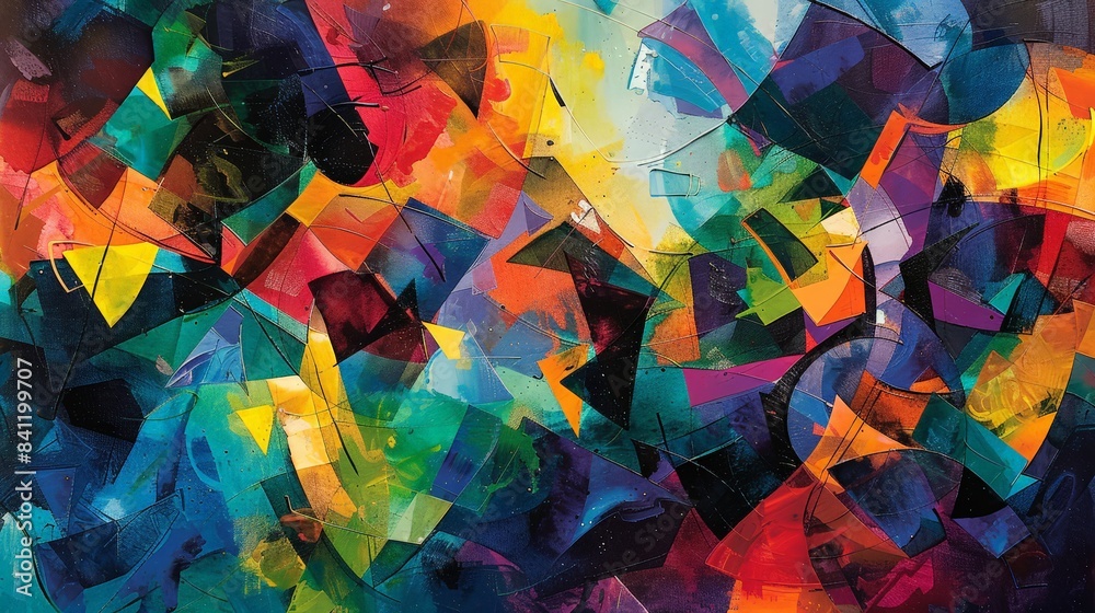 Create an abstract piece that explores the theme of identity and self ...