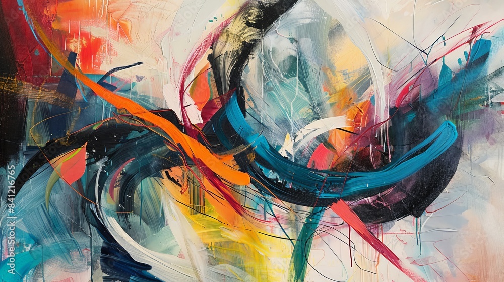 Develop an abstract piece that captures the spirit of adventure and ...