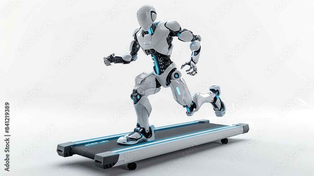 Concept of AI training and fast development using futuristic humanoid ...