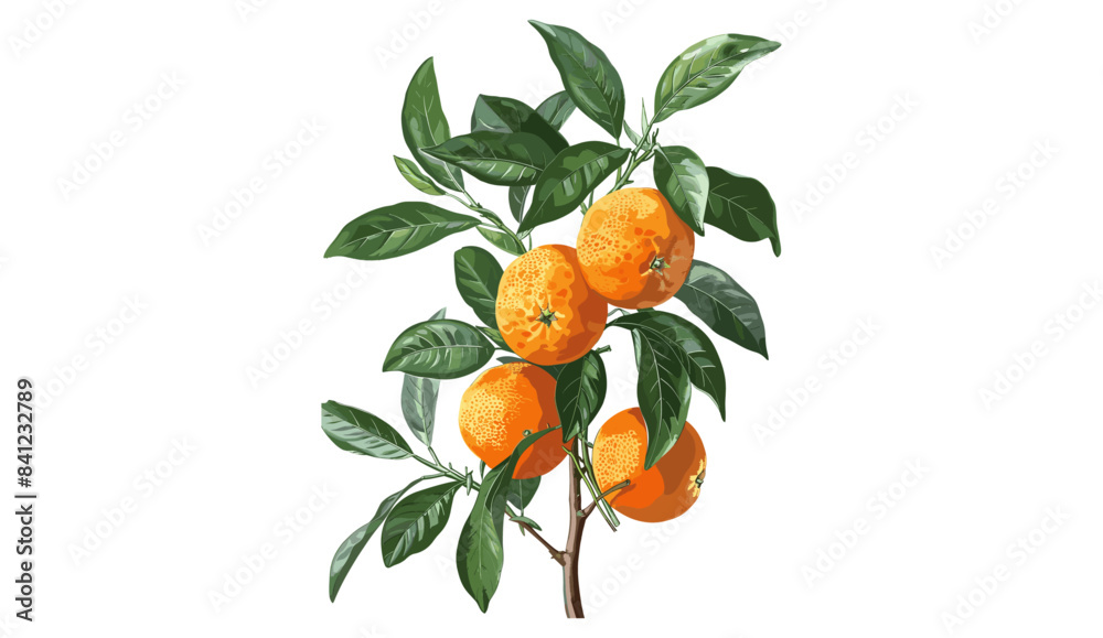 Vector illustration of old botanical Mandarin isolated on transparent ...