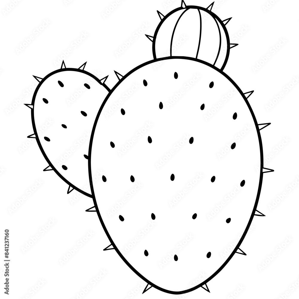 Prickly pear outline coloring book page line art drawing Stock Vector ...