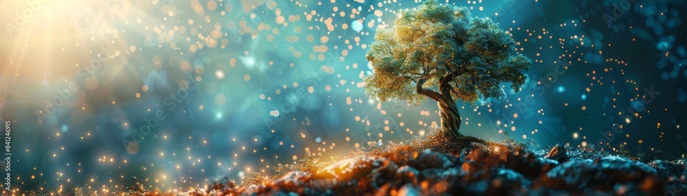 An artistic representation of a tree with branches forming a continuous ...