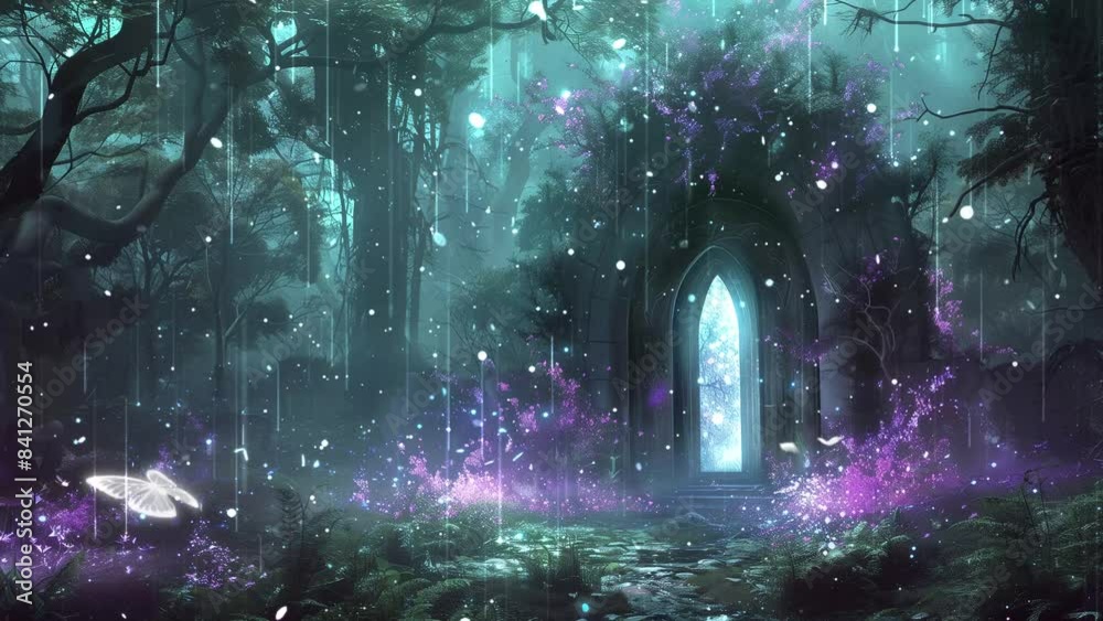 a mystical portal in an enchanted forest seamless looping overlay 4k ...