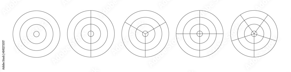Polar grid concentric circles and steps. Blank vector polar graph paper ...