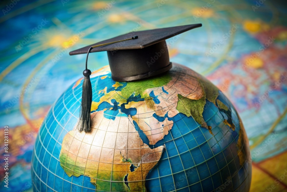 She graduat an Abroad international Conceptual, Graduation hat on top ...