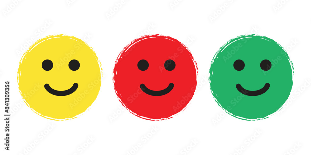 red yellow green smiley face vector design, happy and sad concept Stock ...