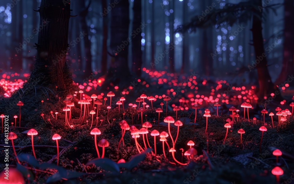 Twinkling red light illuminating the dark forest floor, courtesy of ...