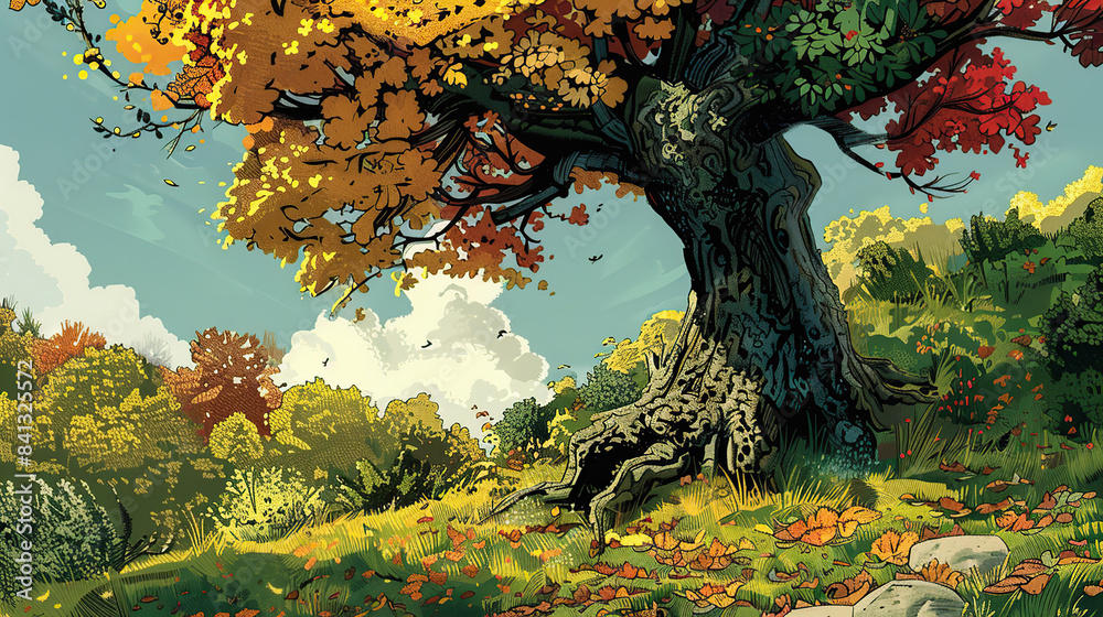comic-style tree, cartoon tree, tree illustration, comic tree ...