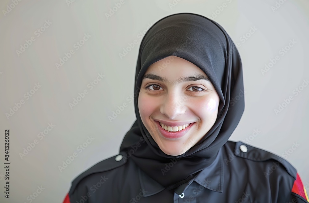 Chechen woman working in fast food industry. A restaurant manager. A ...