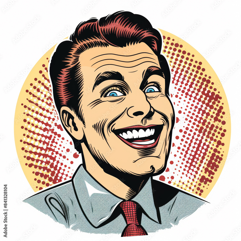 Retro style illustration of a smiling man, evoking nostalgia and ...