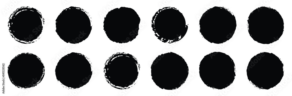Grunge round shapes. Grunge banner collection. Black grunge round ...