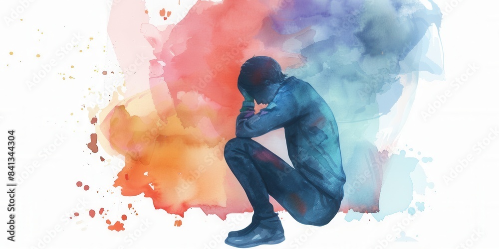 Depression symptoms infographic flat design side view medical theme ...