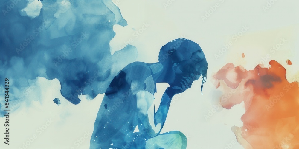 Depression symptoms infographic flat design side view medical theme ...