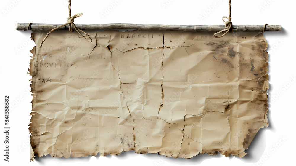 old torn and grunge poster paper sheet announcement sign hanged as ...
