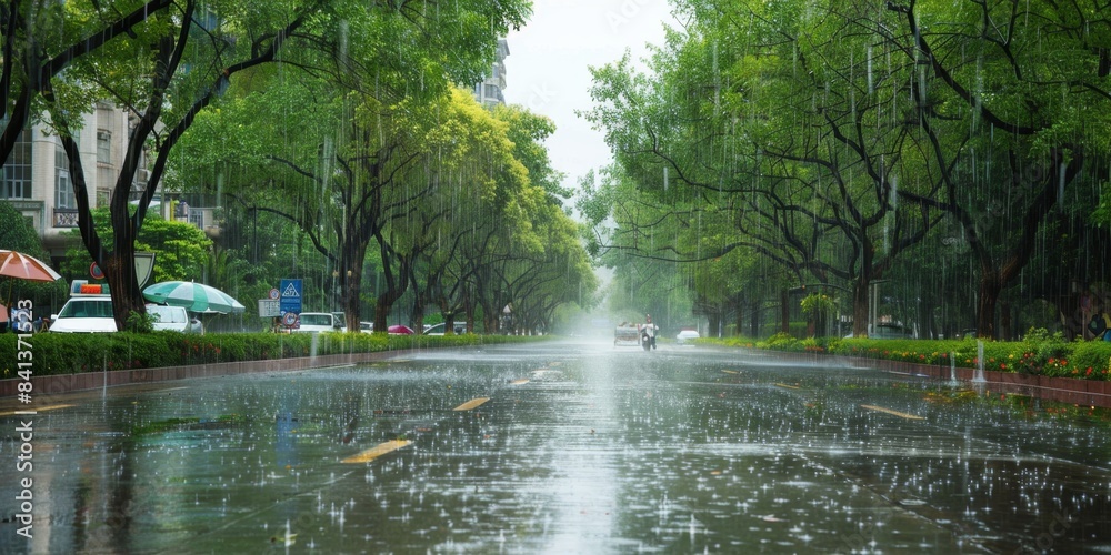 Summer, rainy day, corner of the city, dull lifestyle, dry and hot ...