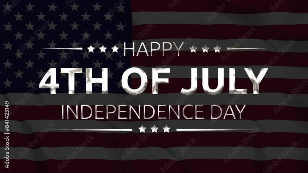 Happy 4th of July silver text with cinematic zoom animation on United ...